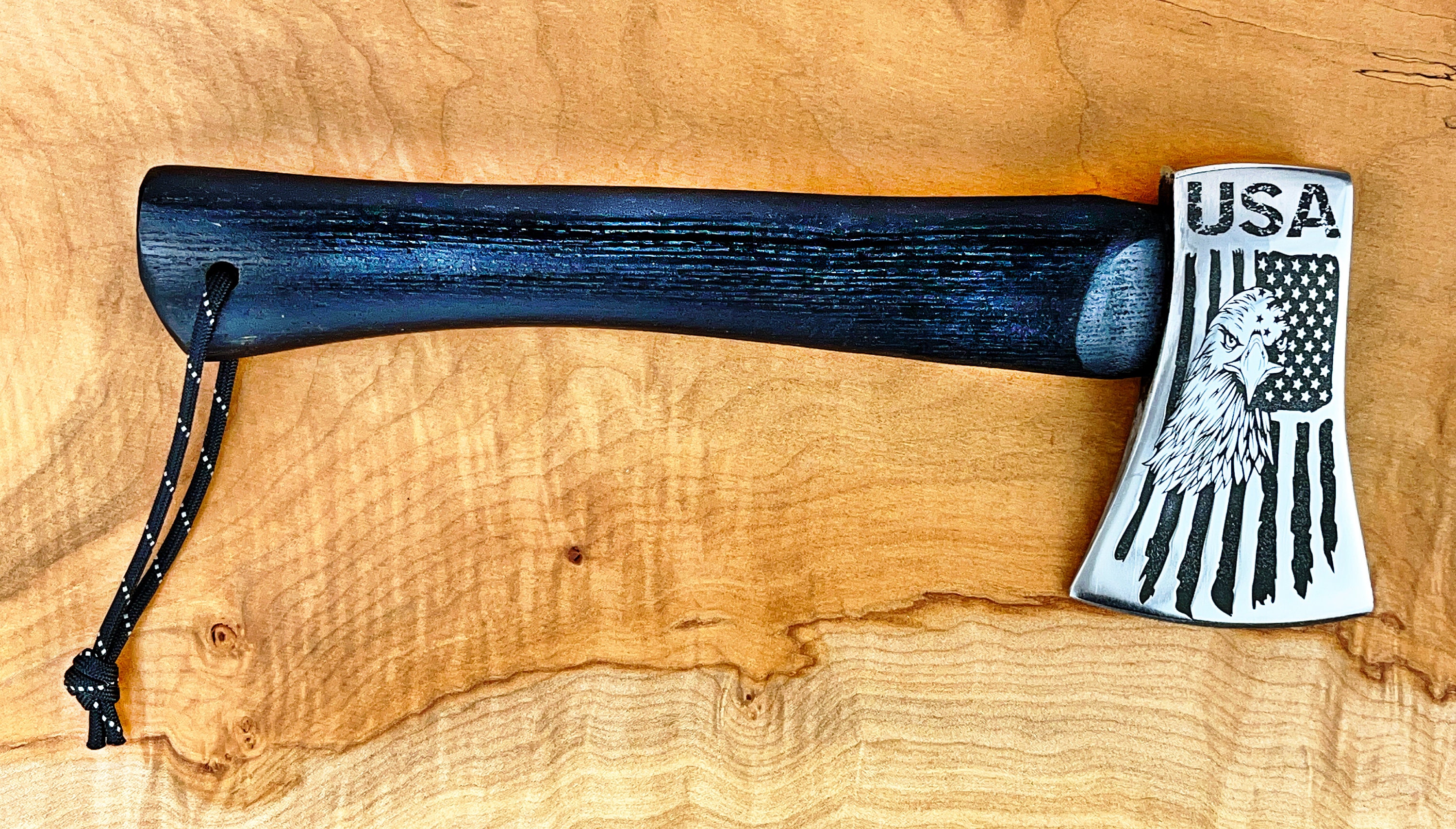 Heritage Laser Etched Hatchet With USA American Flag Bald Eagle - Black ...