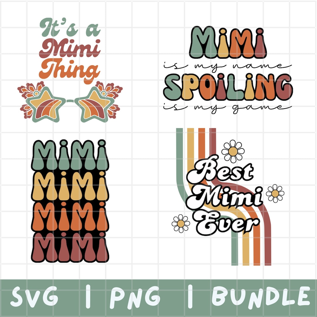 Mimi SVG Bundle, Mimi PNG Bundle, Creative Groovy Mimi Designs for ...