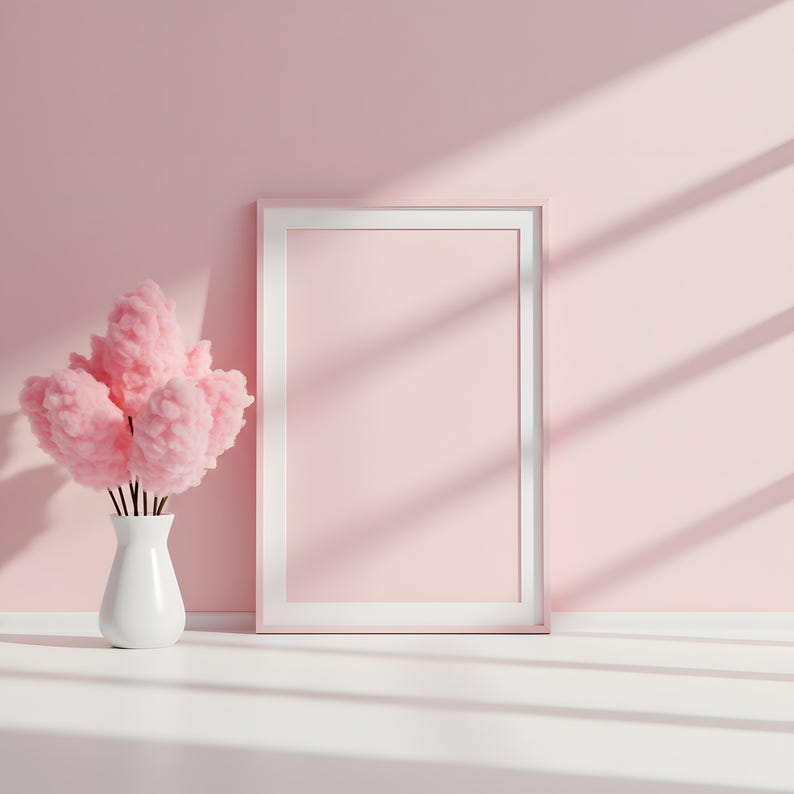 Cotton Candy Picture Frame Mockup, Pastel Pink Wall Art Mockup, Nursery ...