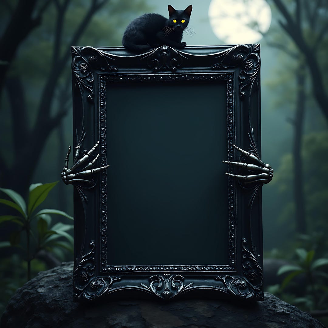 Gothic Frame Mockup With Black Cat Ornate Picture Frame Gothic Art ...