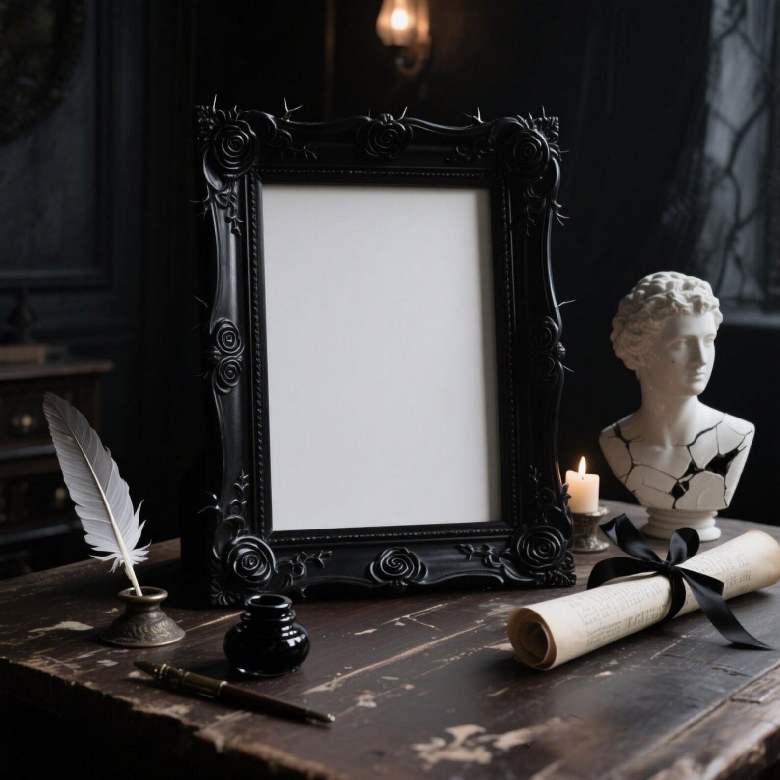 Vertical Black Victorian Frame Mockup | Gothic Frame Mockup PSD | Dark ...