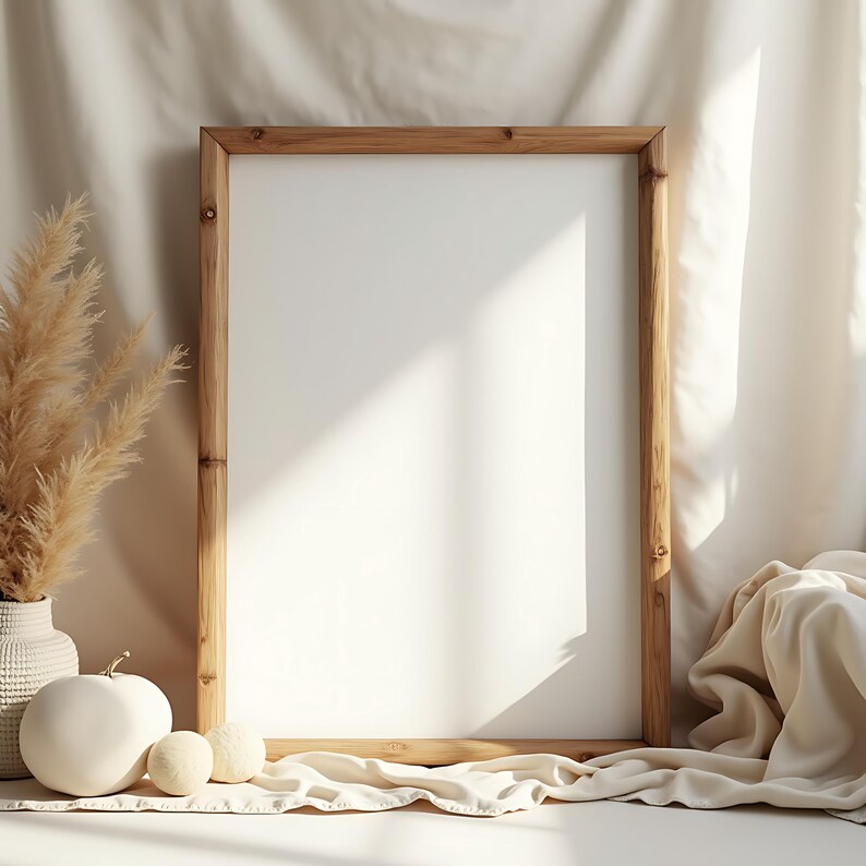 Photorealistic Mockup of a Rustic Wooden Frame | Artwork Frame Mockup ...