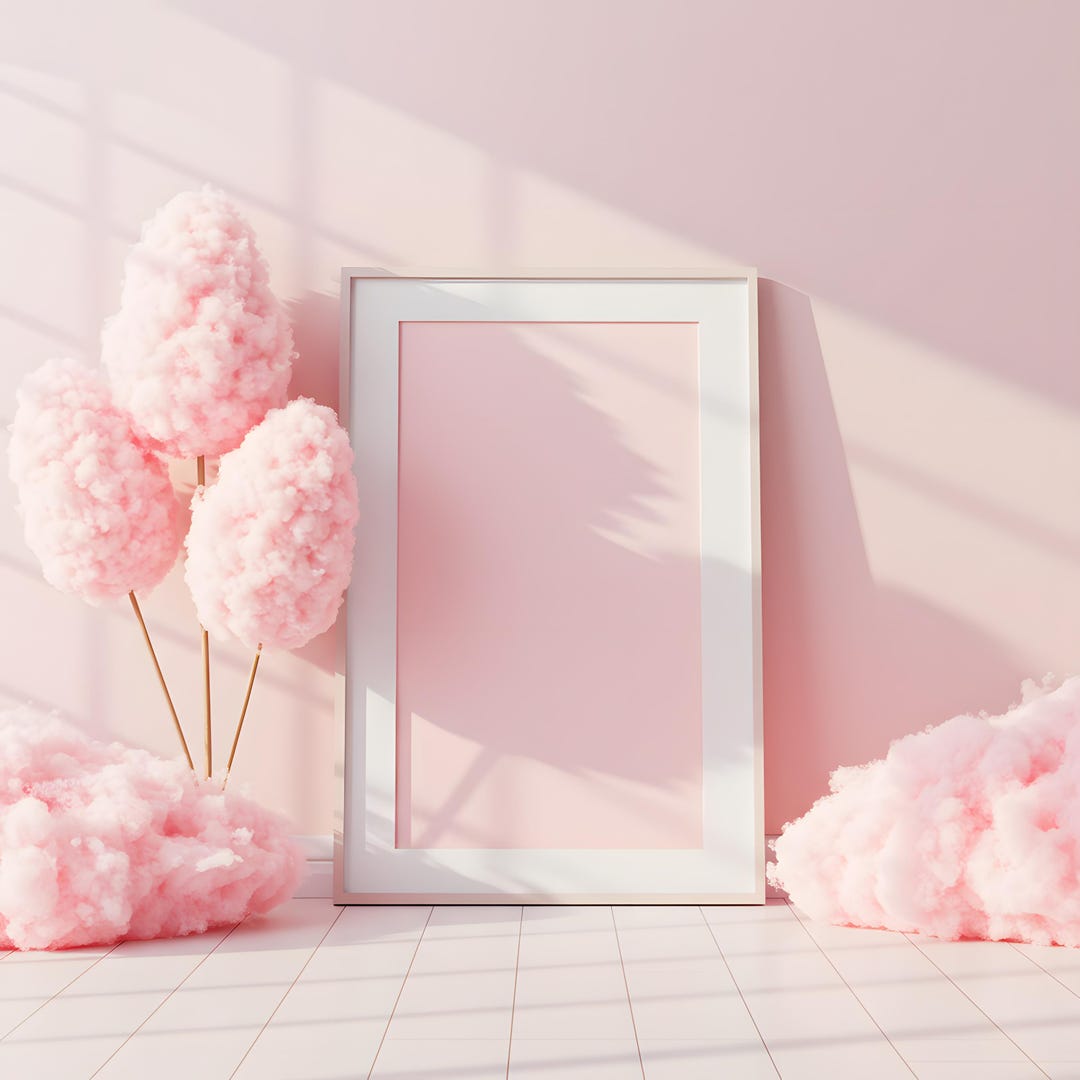 Cotton Candy Picture Frame Mockup, Pastel Pink Wall Art Mockup, Nursery ...