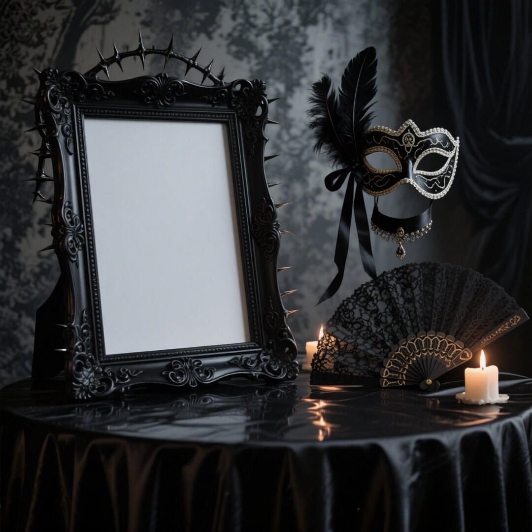Dramatic Black Victorian Frame Mockup | Gothic Baroque Frame PSD | Dark ...