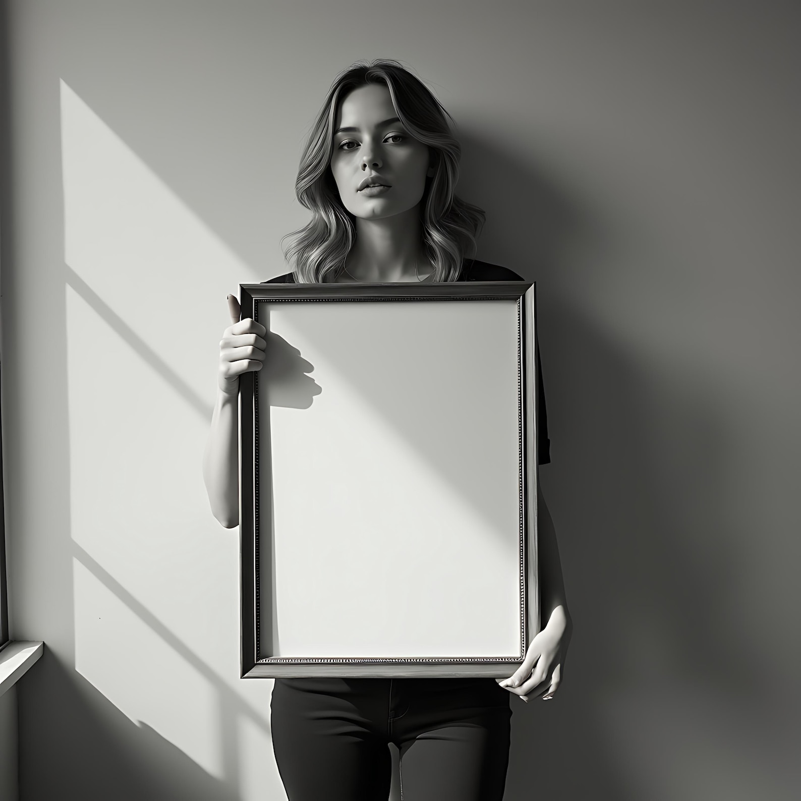 Artistic Woman Holding Frame Mockup | Person With Frame | Poster Mockup ...