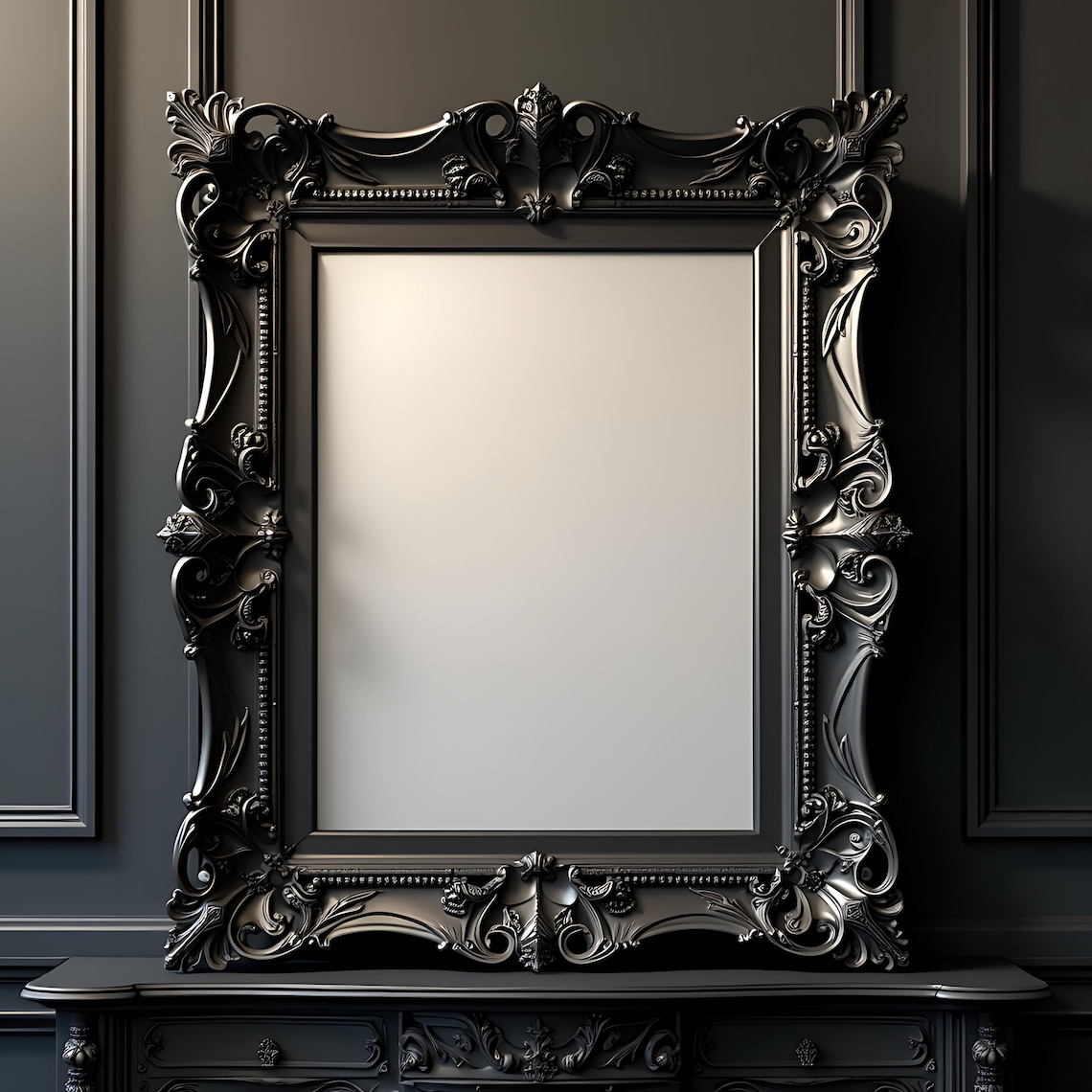 Large, Matte Black Gothic Frame | Black Frame | Ornate Gothic Frame ...