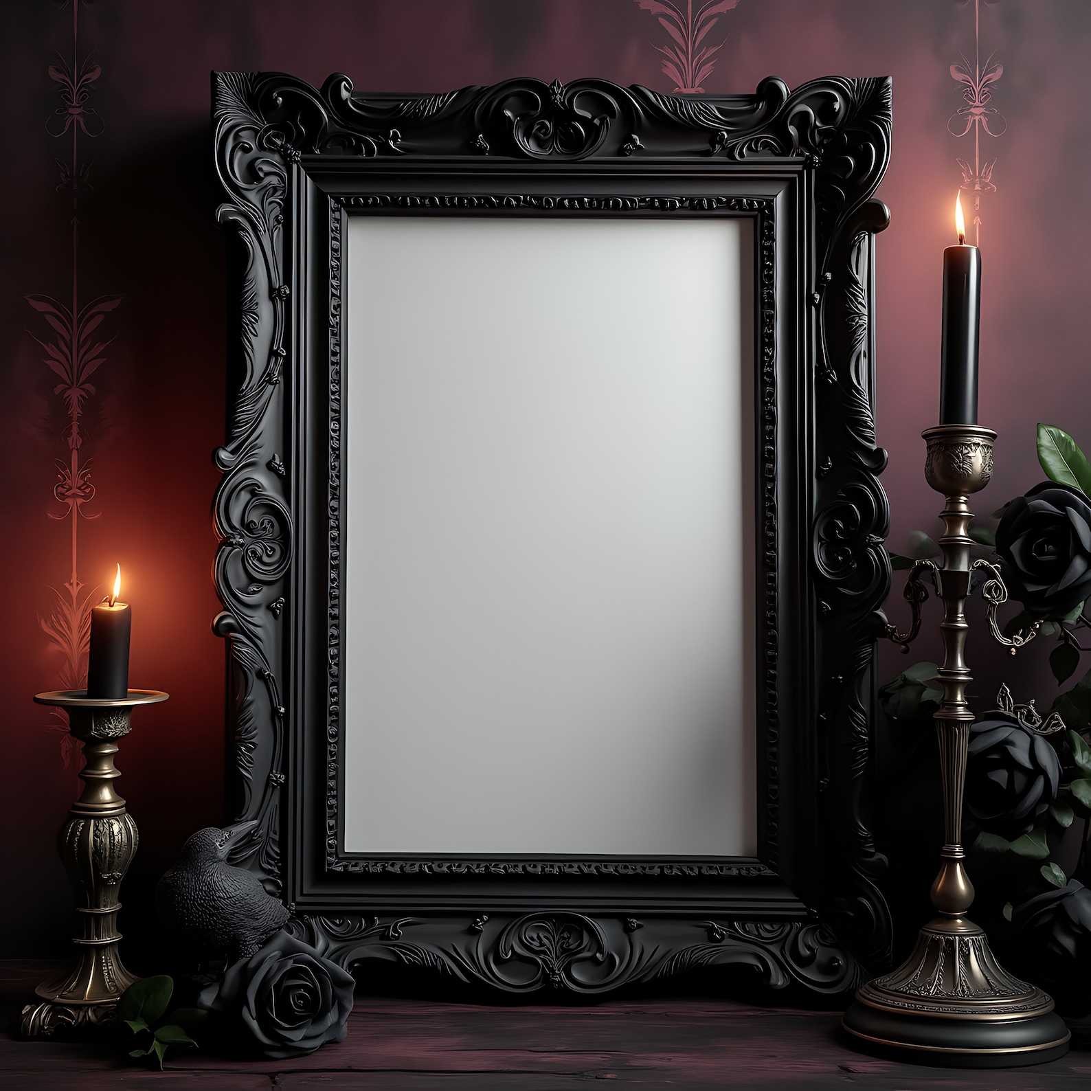 Victorian Wall Art Black Frame Mockup | Vintage Frame | Antique Frame ...