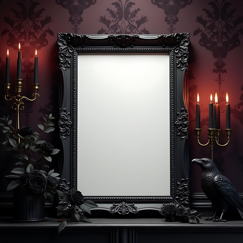 Victorian Wall Art Black Frame Mockup | Vintage Frame | Antique Frame ...