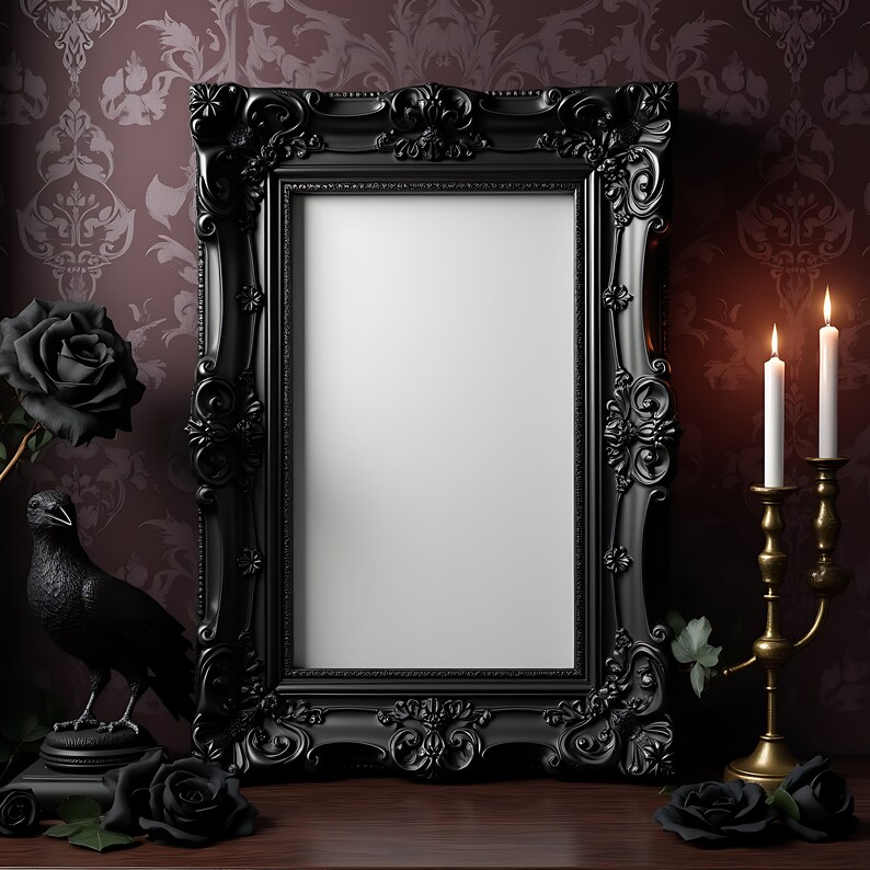 Victorian Wall Art Black Frame Mockup | Vintage Frame | Antique Frame ...