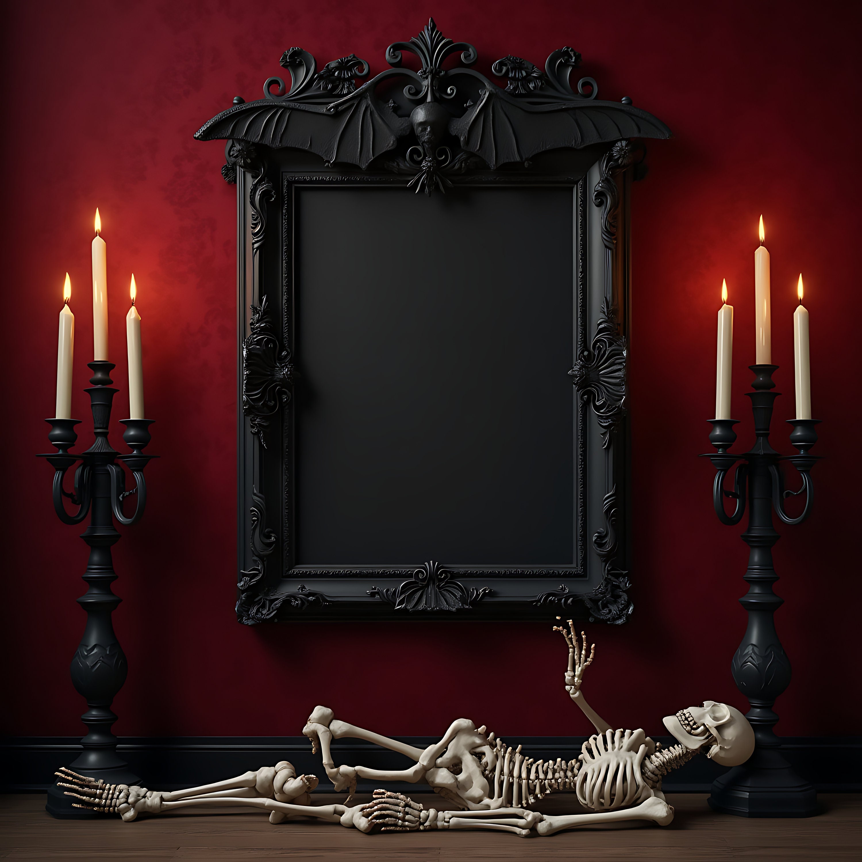 Dark Elegance Gothic Frame Mockup | Skeleton Decor | Gothic Picture ...
