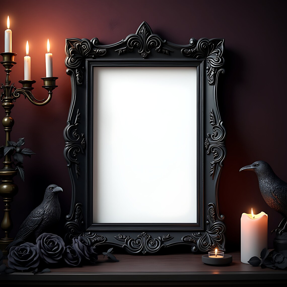 Victorian Wall Art Black Frame Mockup | Vintage Frame | Antique Frame ...