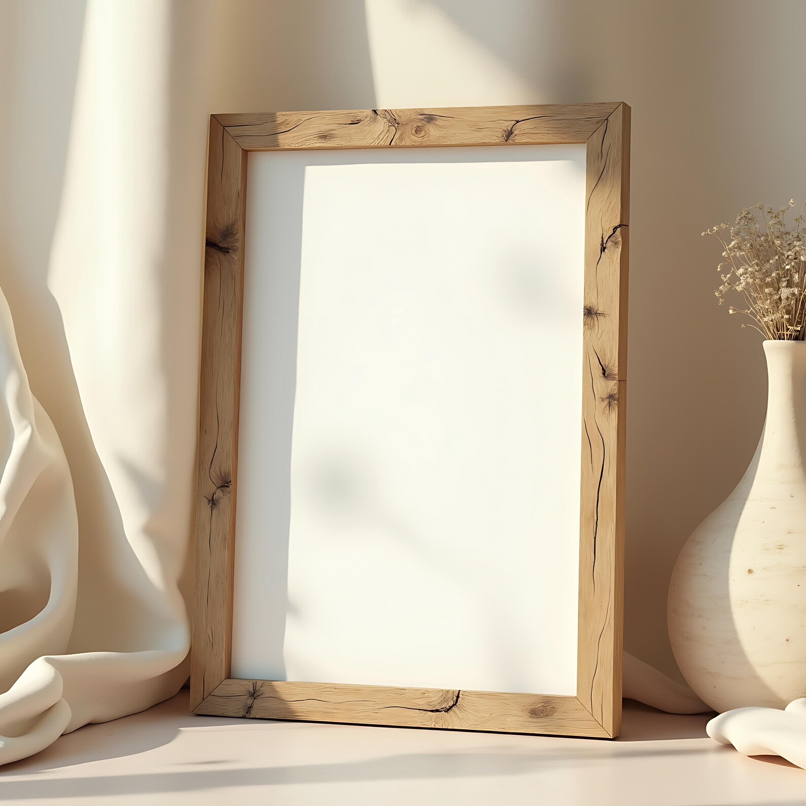 Photorealistic Mockup of a Rustic Wooden Frame | Artwork Frame Mockup ...