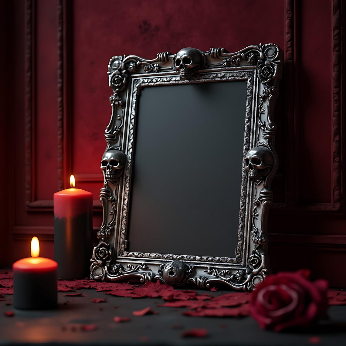 Skull and Rose Halloween Frame Mockup | Halloween Art | PSD Frame ...