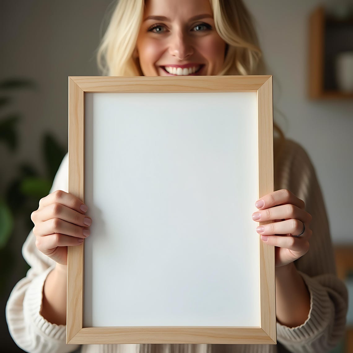 Woman Holding Frame Mockup | Wall Art Template | PSD Frame Mockup ...