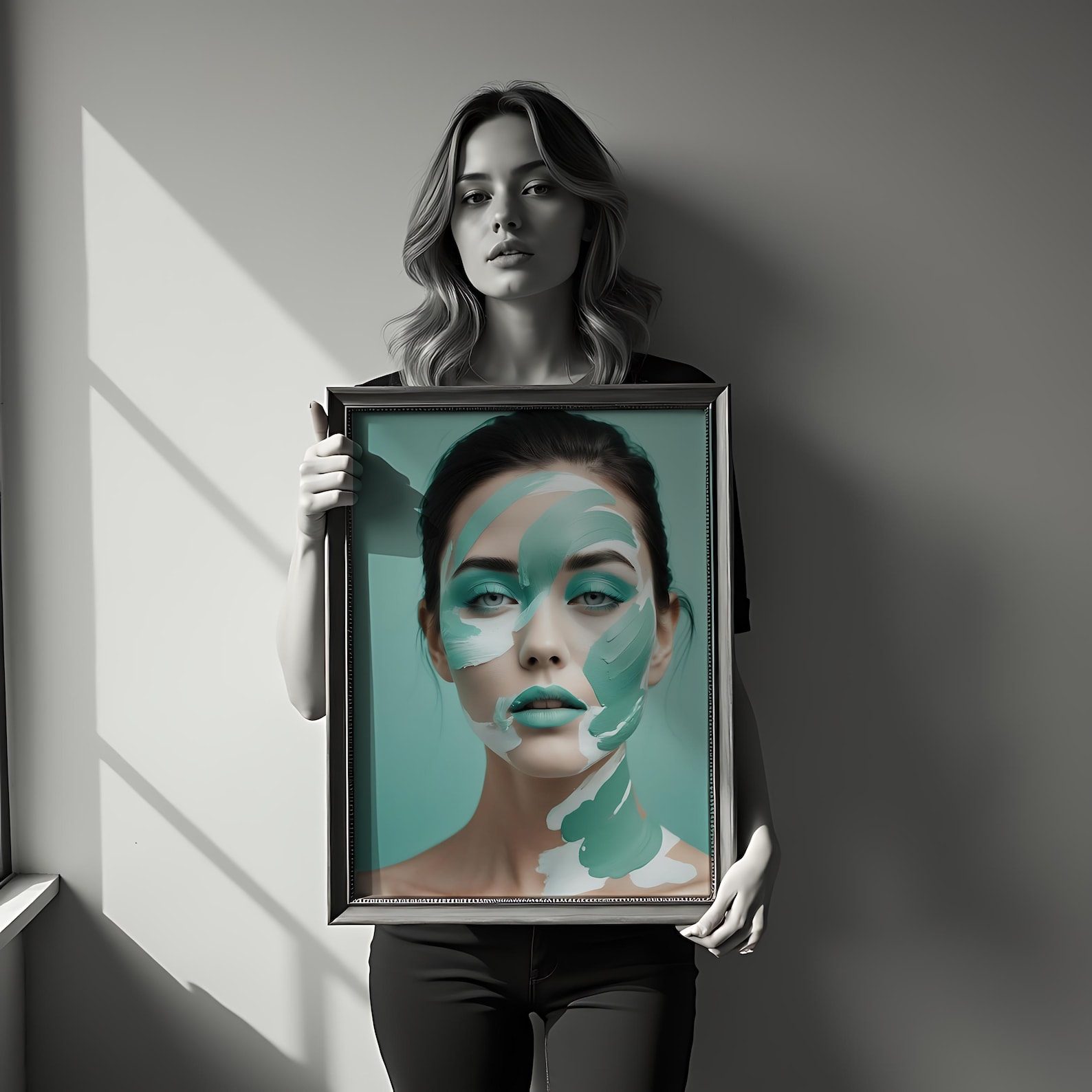 Artistic Woman Holding Frame Mockup | Person With Frame | Poster Mockup ...