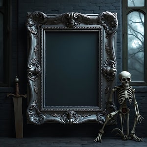 Dark Elegance Gothic Frame Mockup | Skeleton Decor | Gothic Picture ...