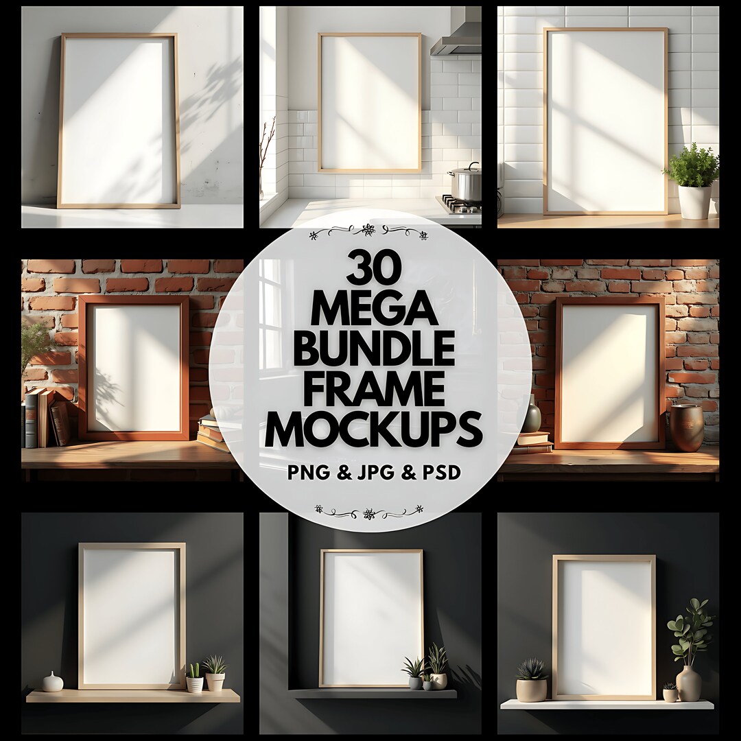 Digital Frame | Frame Mockup | Print Mockup | Wooden Frame Mockup ...