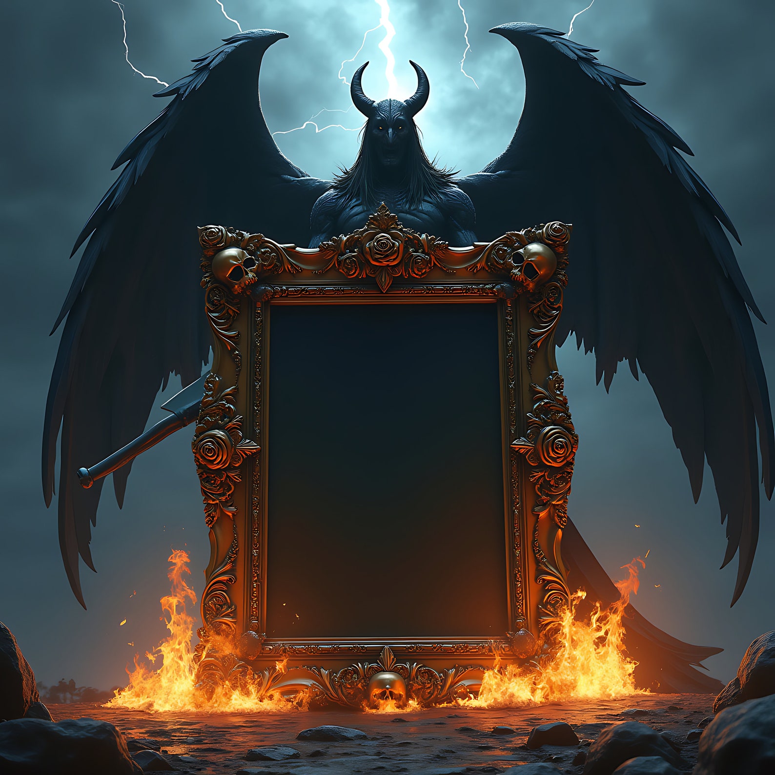 Ornate Gothic Frame Mockup Illuminated by Dragon Fire | Gothic Frame ...