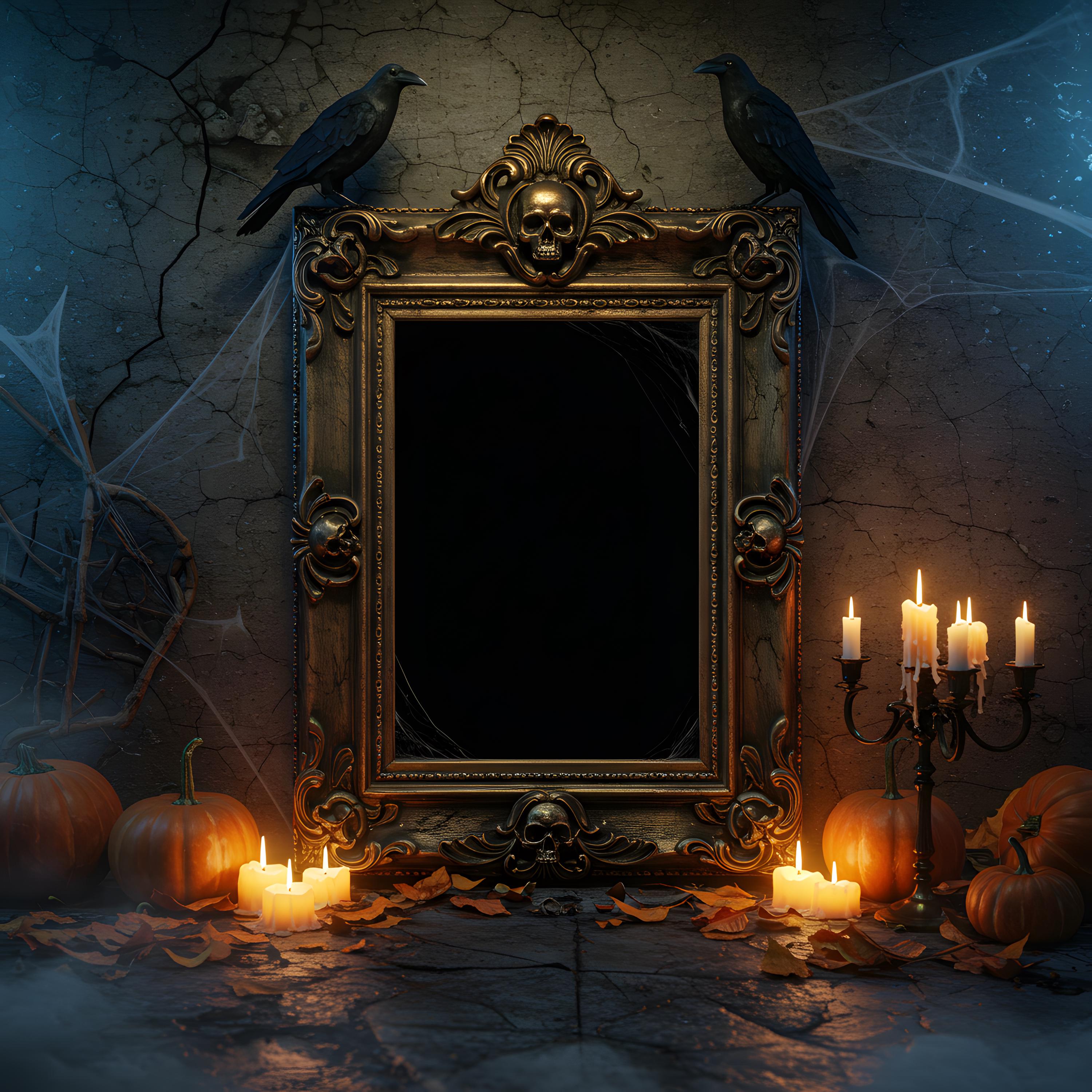 Halloween Ornate Gothic Baroque Frame Mockup | Dark Vintage Picture ...