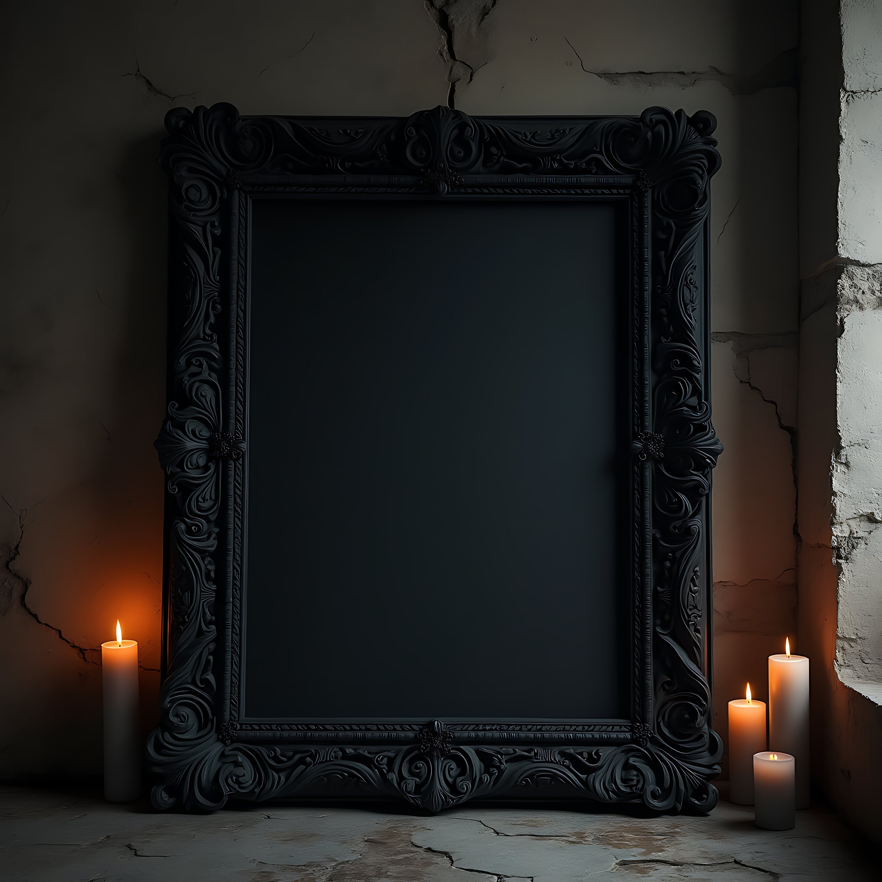 Ornate Black Baroque Frame | Black Frame Mockup | Wallpaper Mockup ...
