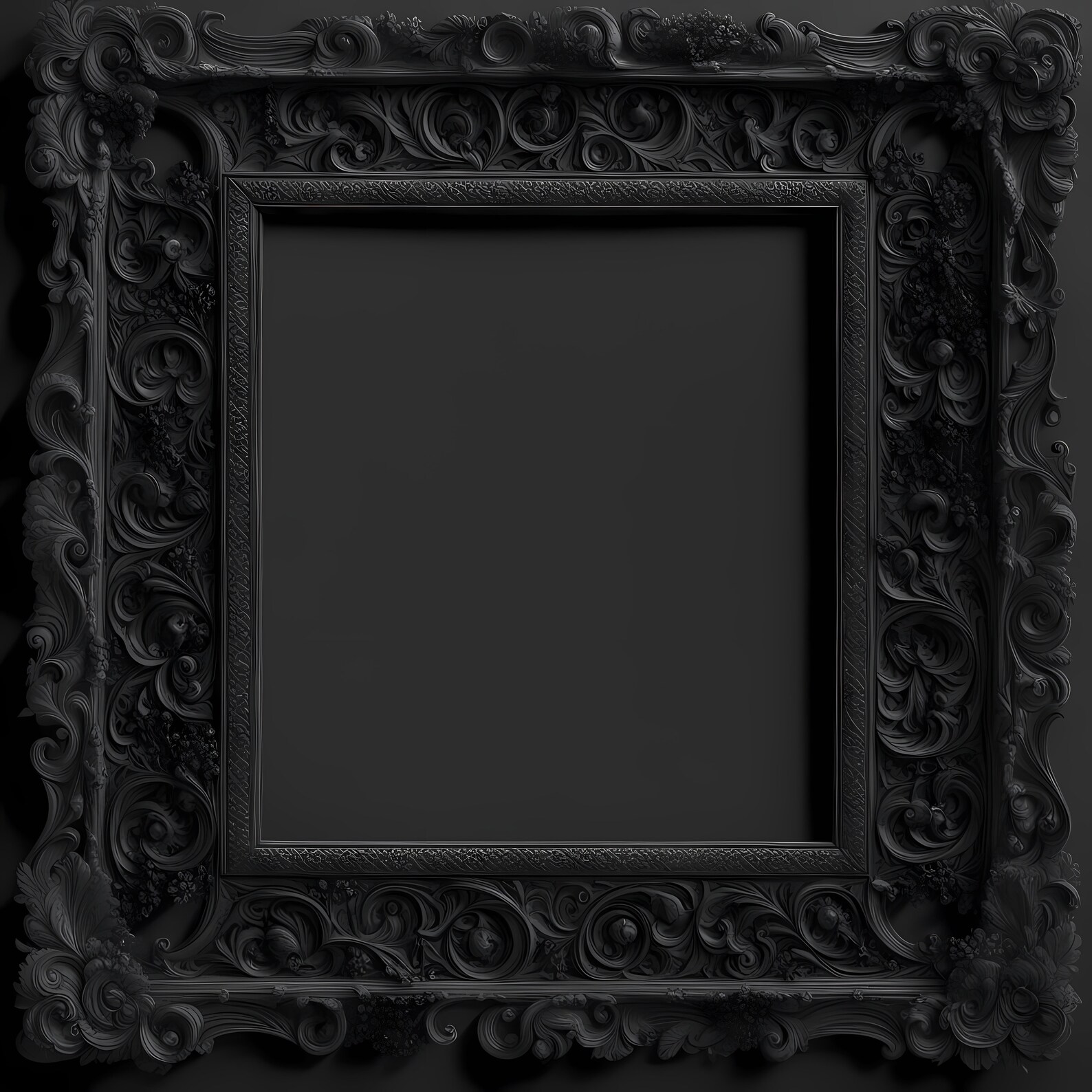 Black Frame Adorned With Gothic Filigree Digital Art Gothic Wall Art ...
