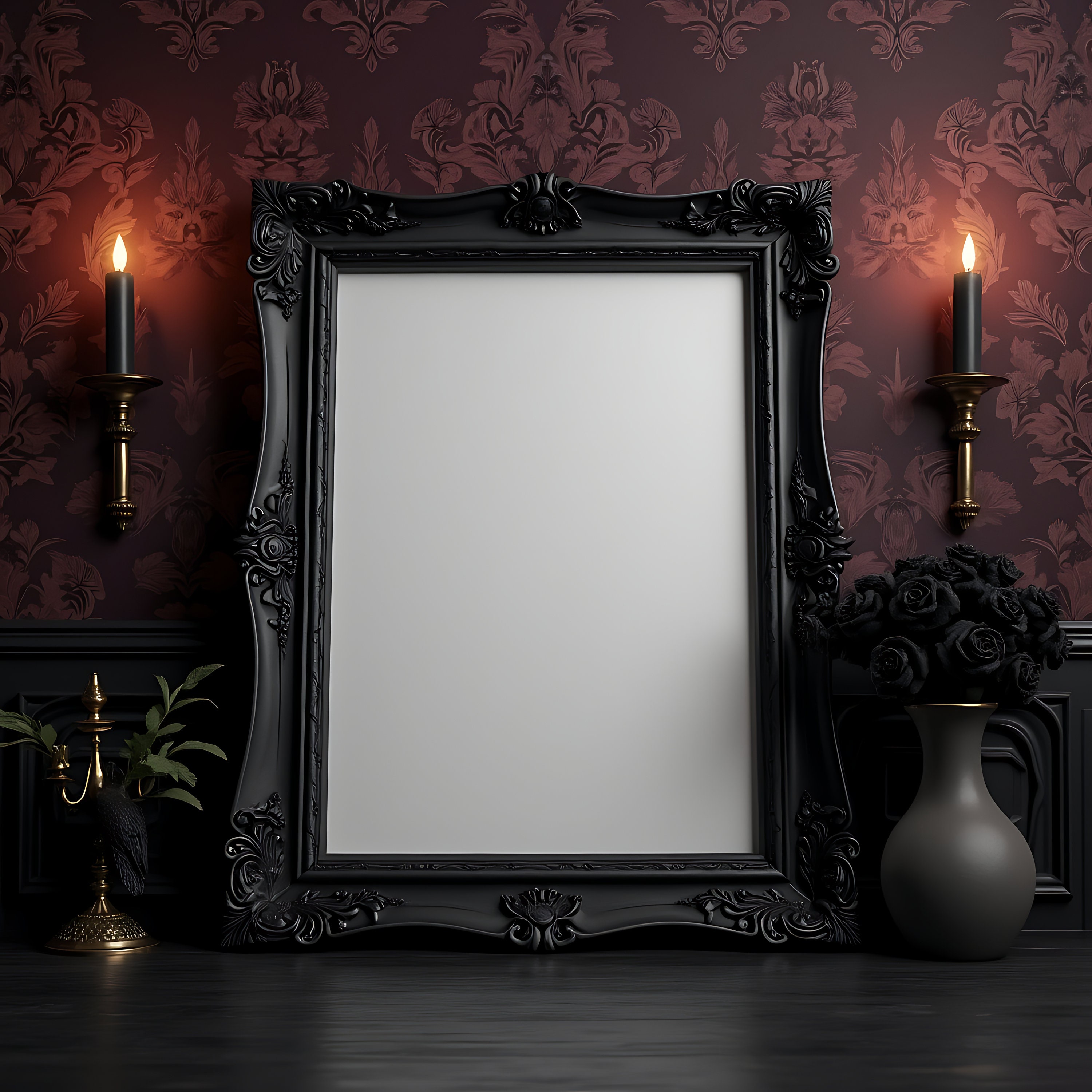 Victorian Wall Art Black Frame Mockup | Vintage Frame | Antique Frame ...