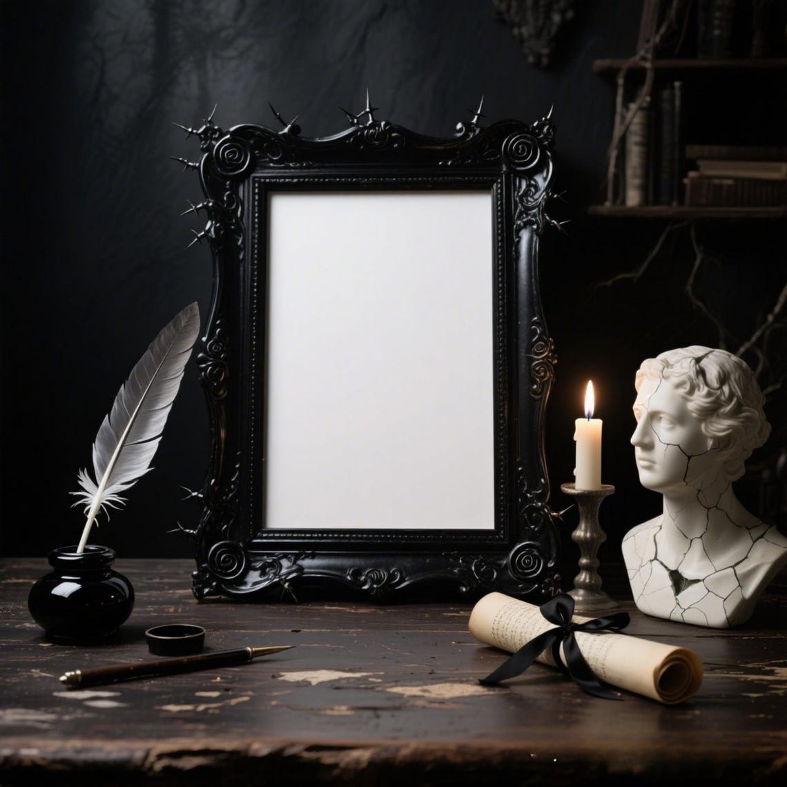Vertical Black Victorian Frame Mockup | Gothic Frame Mockup PSD | Dark ...
