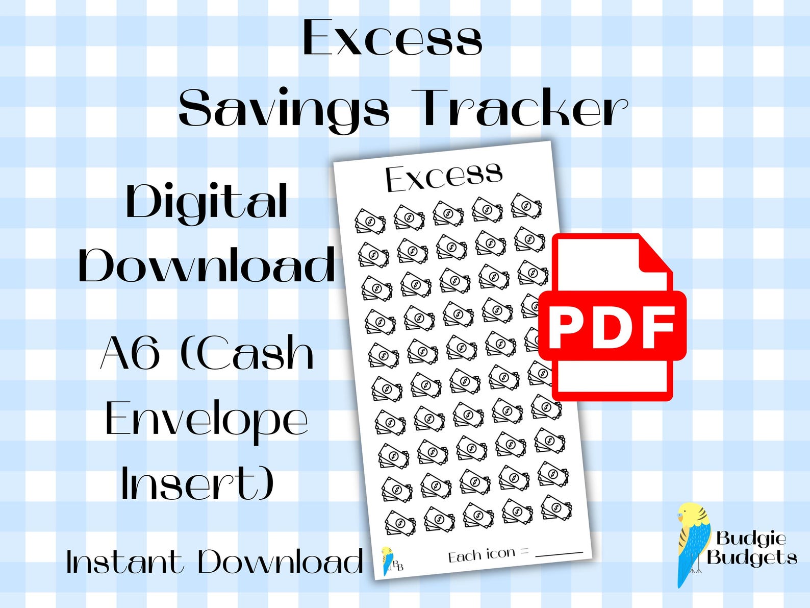 Excess Savings Tracker A6 Cash Envelope Insert Printable PDF Download ...