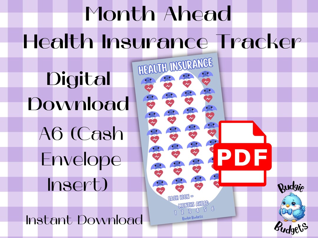 Health Insurance Month Ahead Tracker | A6 Cash Envelope Insert ...