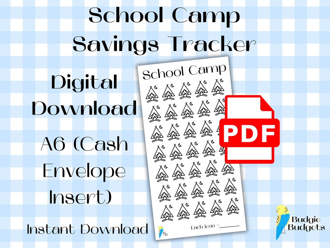 School Camp Savings Tracker | A6 Cash Envelope Insert | Printable PDF ...
