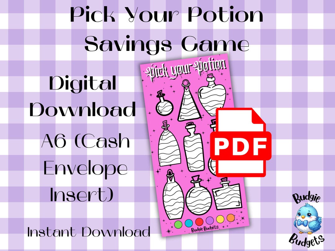 Pick Your Potion Savings Challenge | A6 Cash Envelope Insert ...