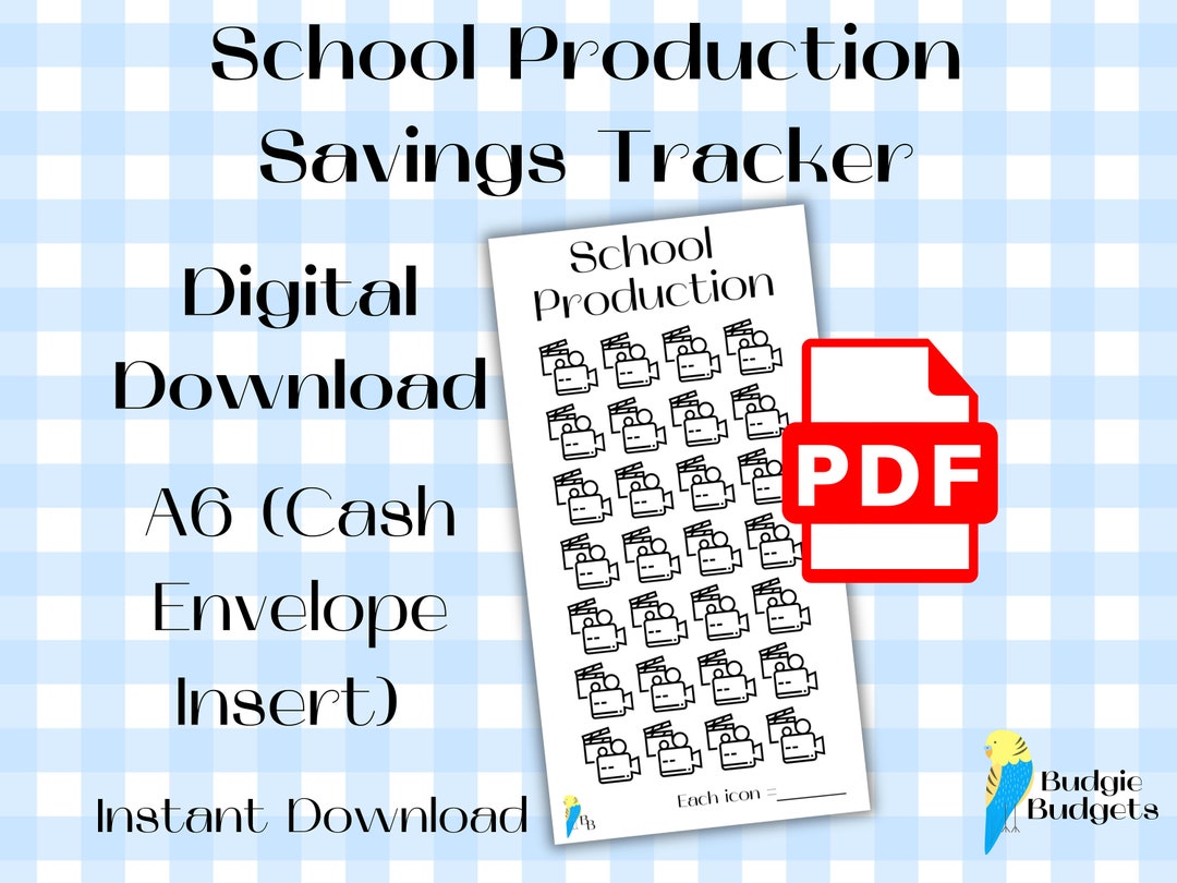 School Production Savings Tracker | A6 Cash Envelope Insert | Printable ...