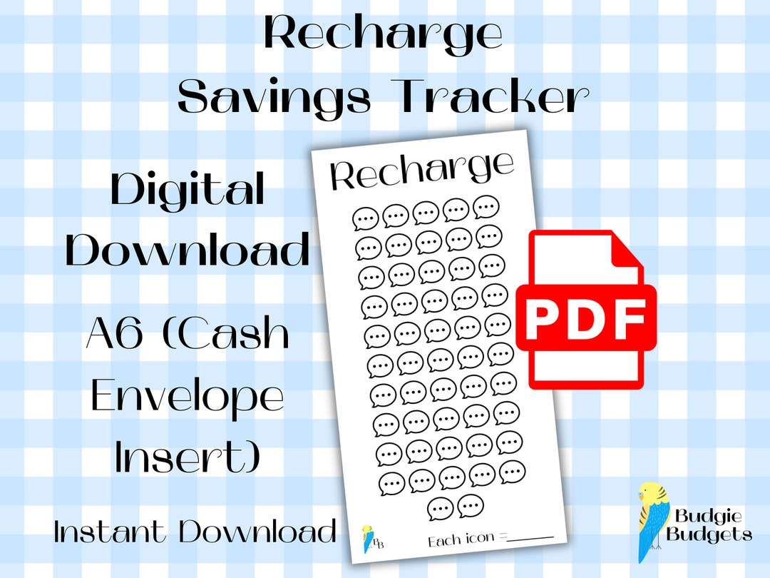 Recharge Savings Tracker | A6 Cash Envelope Insert | Printable PDF ...