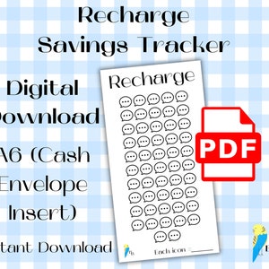 Recharge Savings Tracker | A6 Cash Envelope Insert | Printable PDF ...