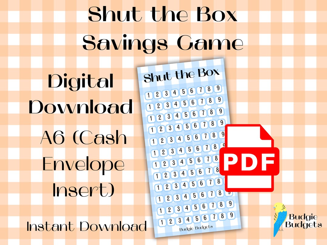 Shut the Box Savings Challenge | A6 Cash Envelope Insert | Printable ...