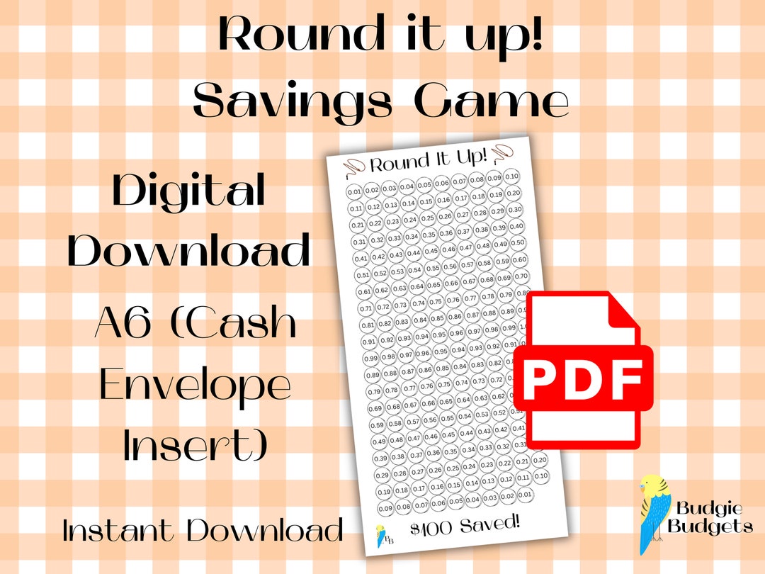 Round It Up! Savings Challenge | A6 Cash Envelope Insert | Printable ...