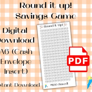Round It Up! Savings Challenge | A6 Cash Envelope Insert | Printable ...