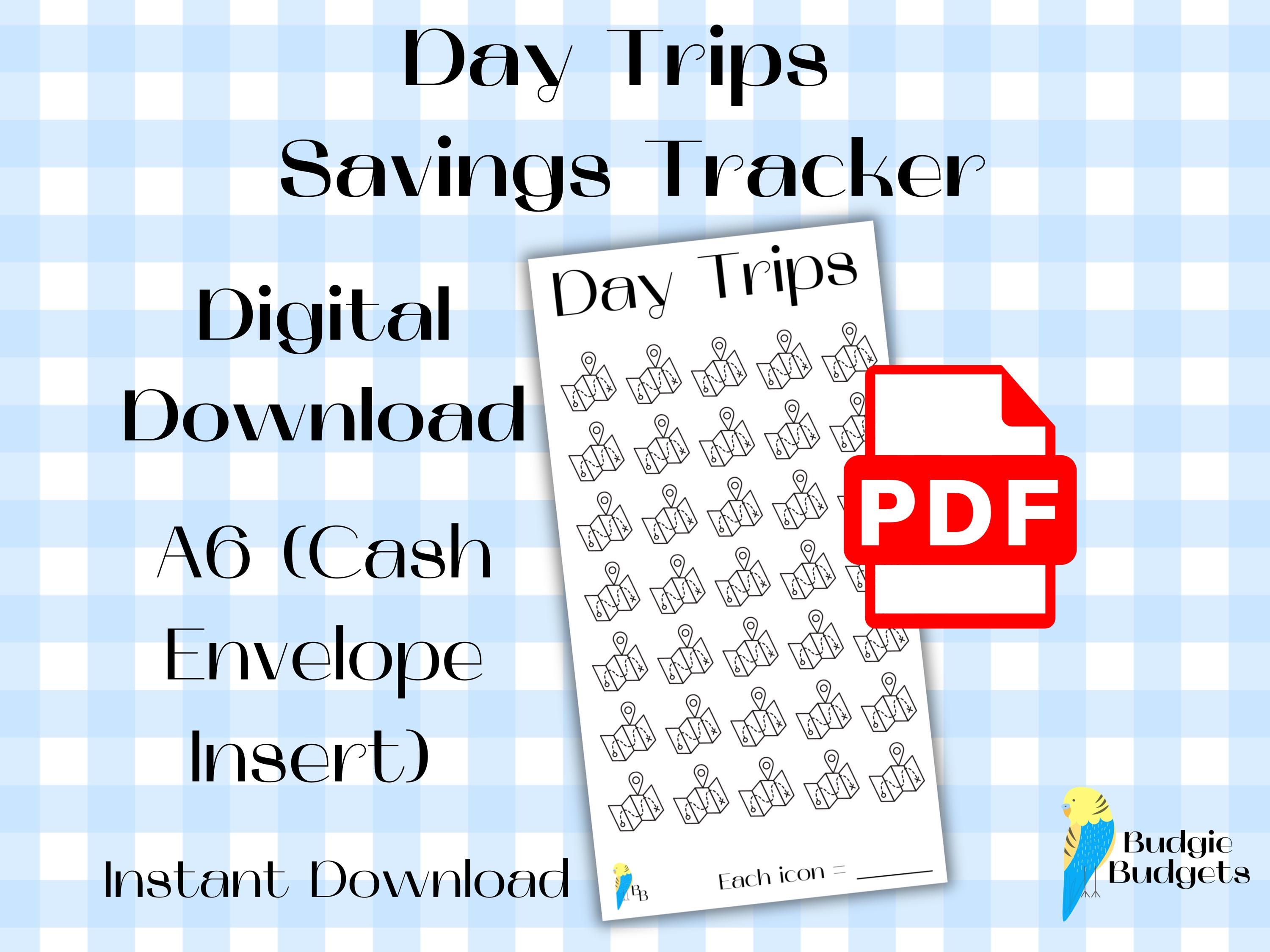 Day Trips Savings Tracker | A6 Cash Envelope Insert | Printable PDF ...