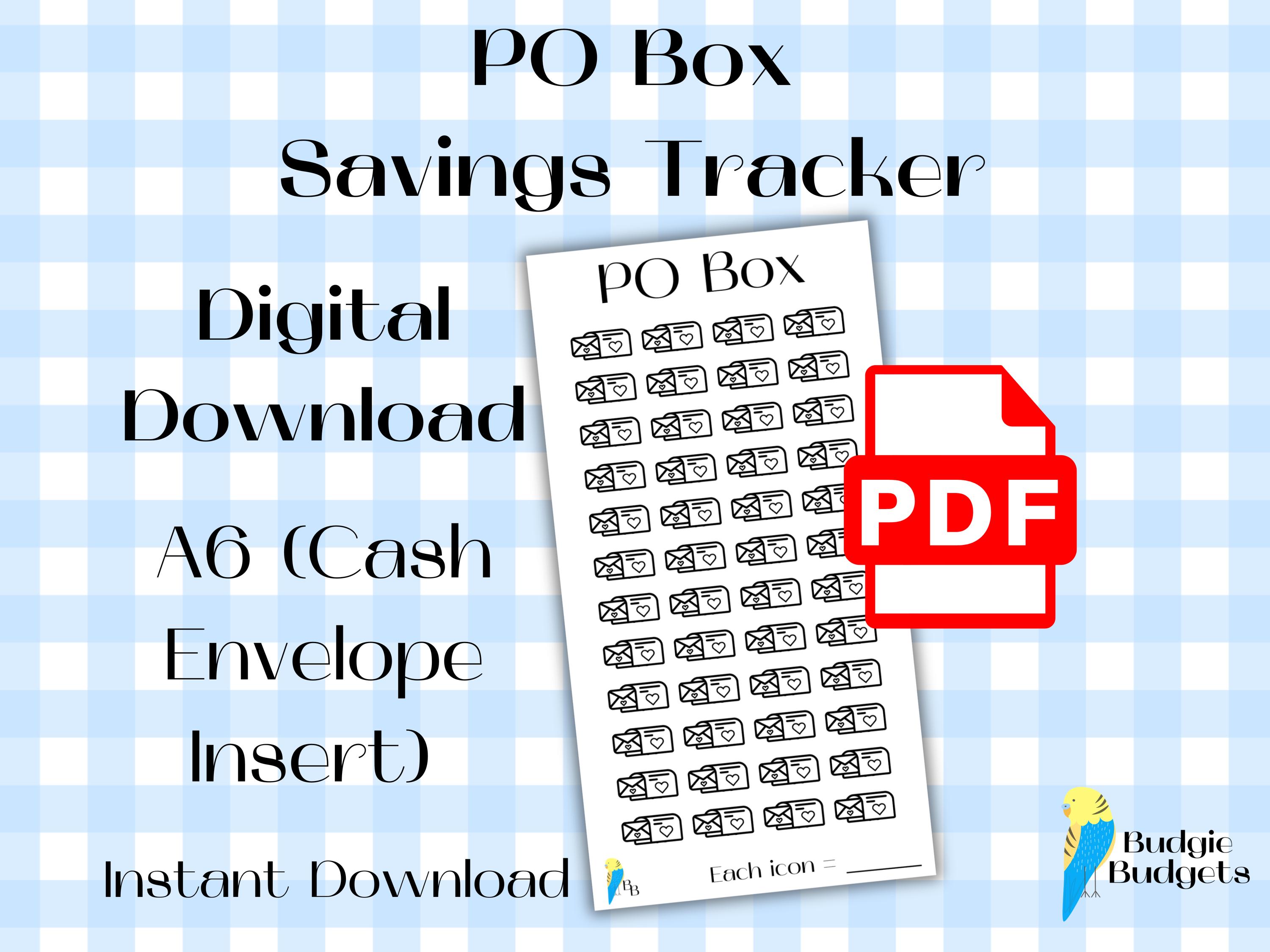 PO Box Savings Tracker A6 Cash Envelope Insert Printable PDF Download ...