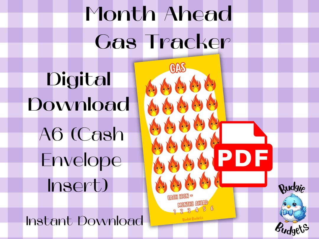 Gas Month Ahead Tracker | A6 Cash Envelope Insert | Printable PDF ...