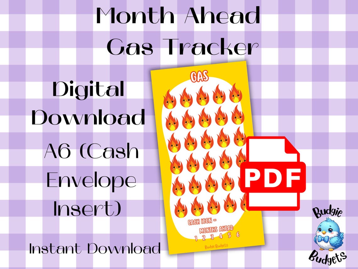 Gas Month Ahead Tracker | A6 Cash Envelope Insert | Printable PDF ...