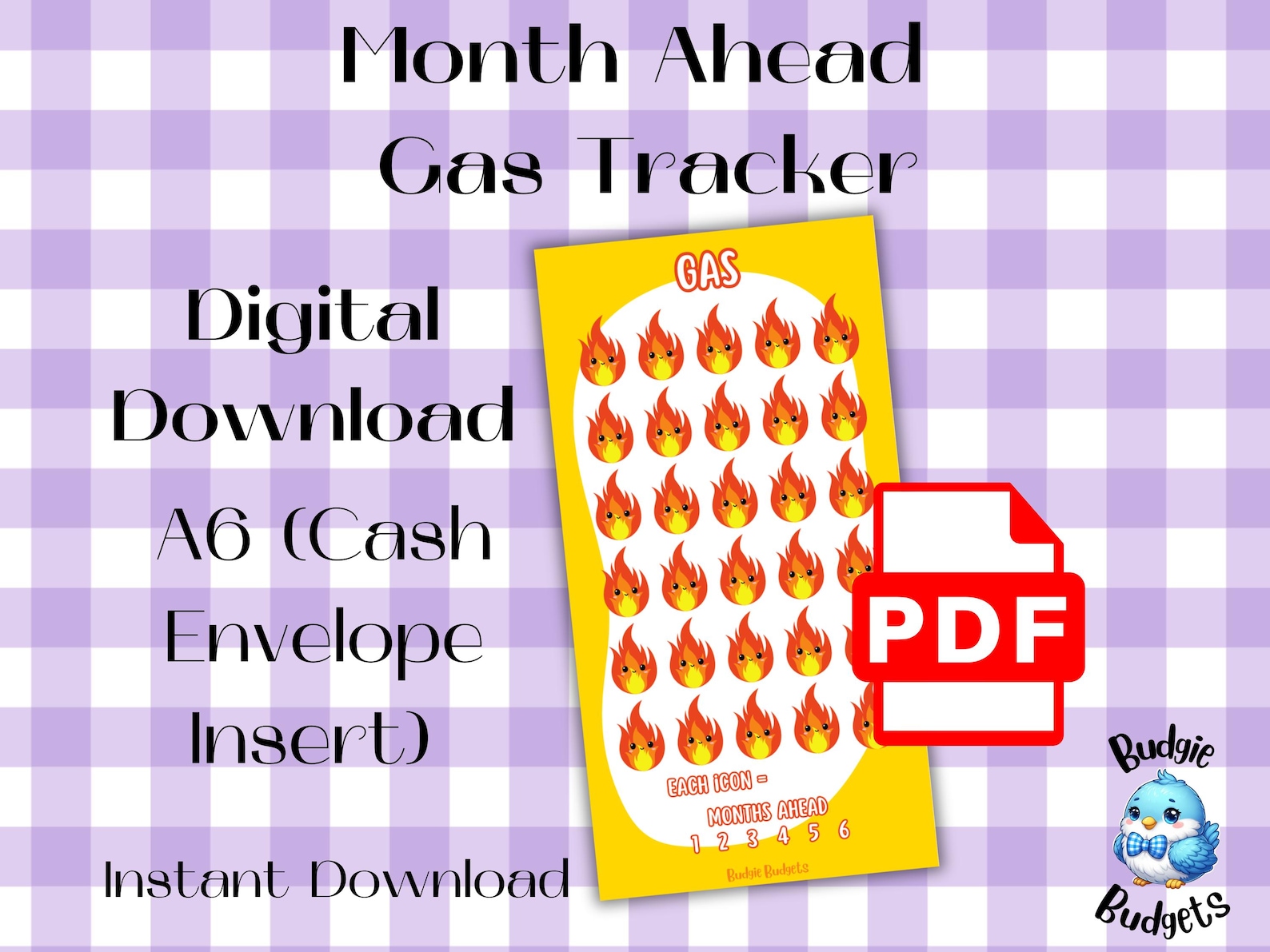 Gas Month Ahead Tracker | A6 Cash Envelope Insert | Printable PDF ...