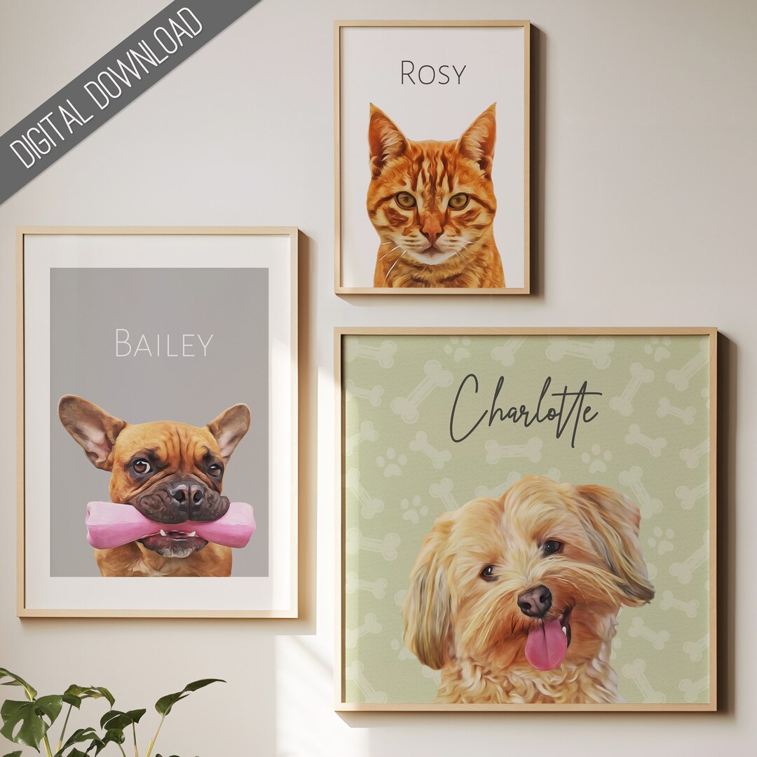 Watercolor Custom Pet Portrait, Digital Pet Painting, Painted From ...