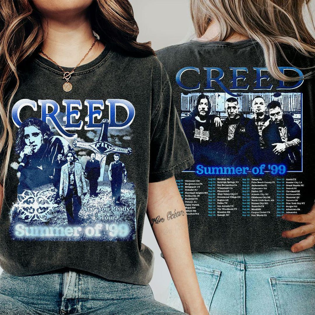 Creed Tour 2024 2 Sided Shirt, Summer of '99 World Tour Rock Country ...