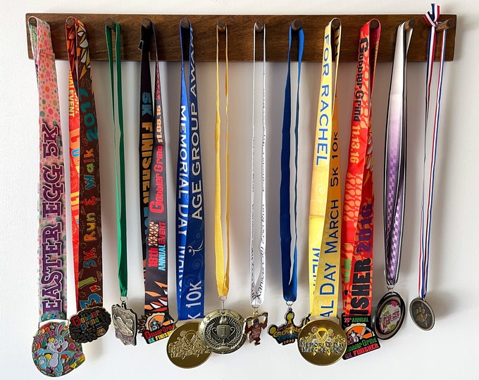 Wood Medal Award Rack for Sport Medal Display Ribbon Holder and Medal ...