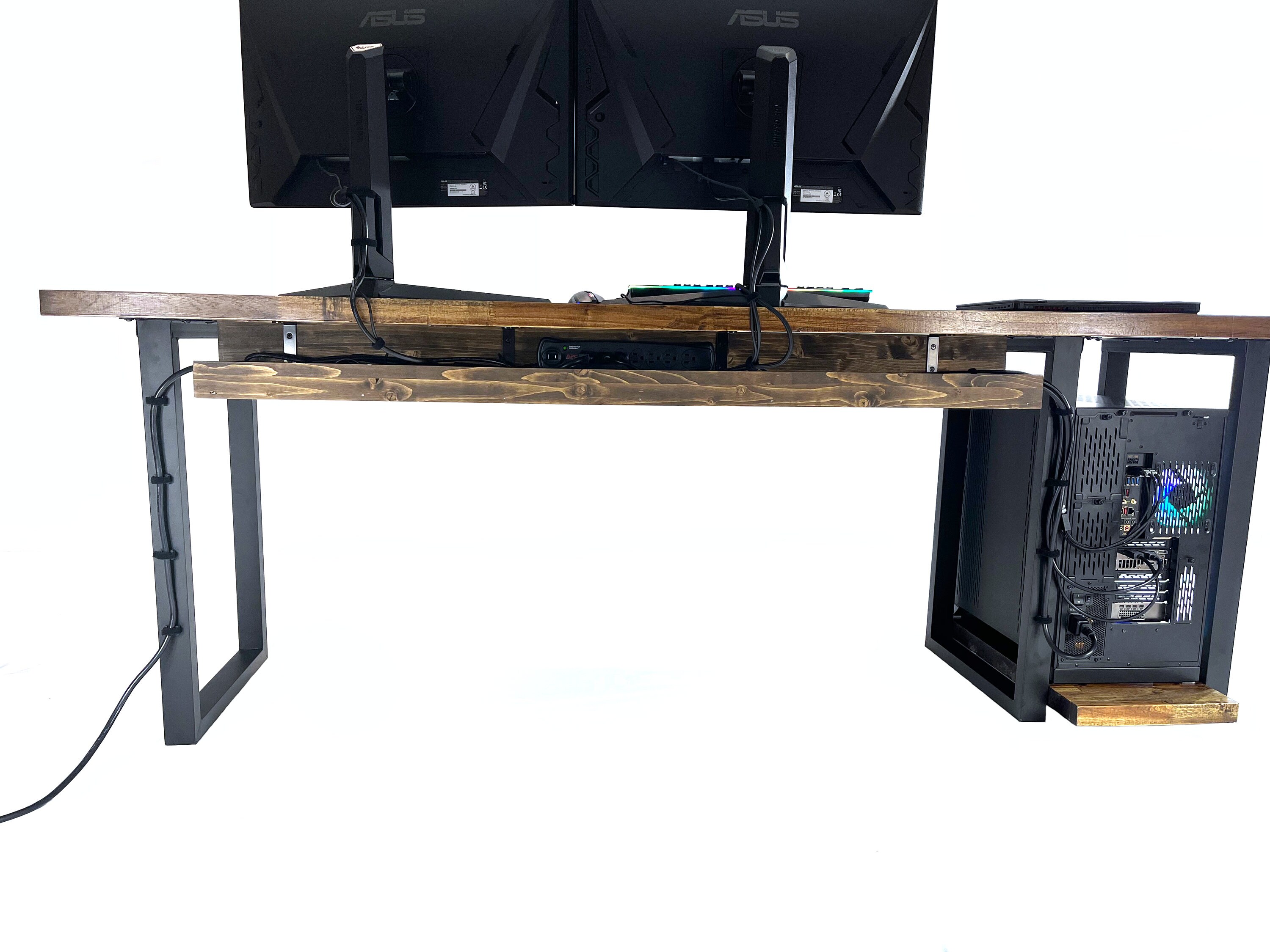 Butcher Block Desk Acacia Wood Desk Gaming Desk Home Office Desk Cable ...