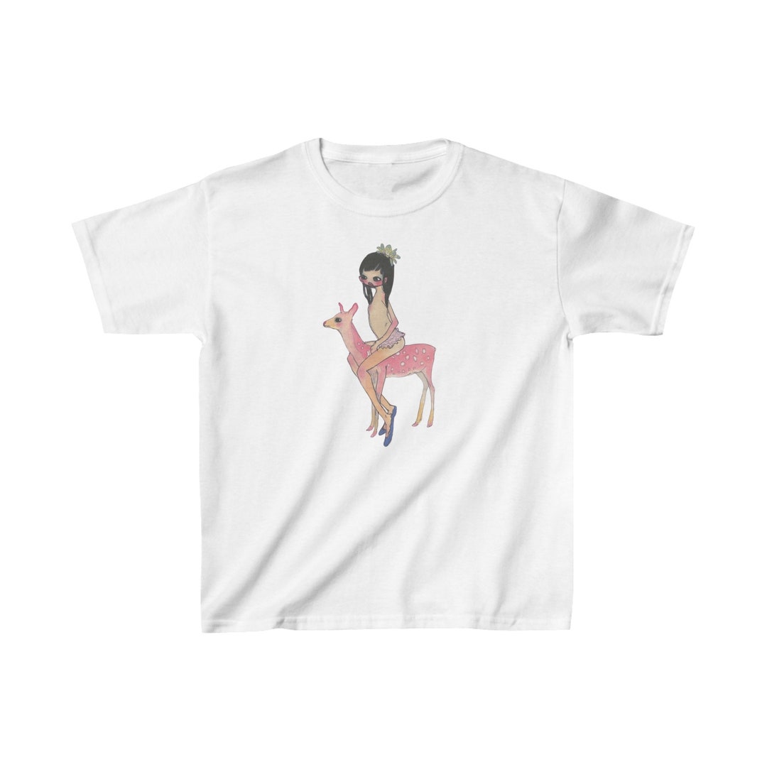 Aya Takano Girl and Pink Deer Graphic Baby Tee | Trending Tee ...