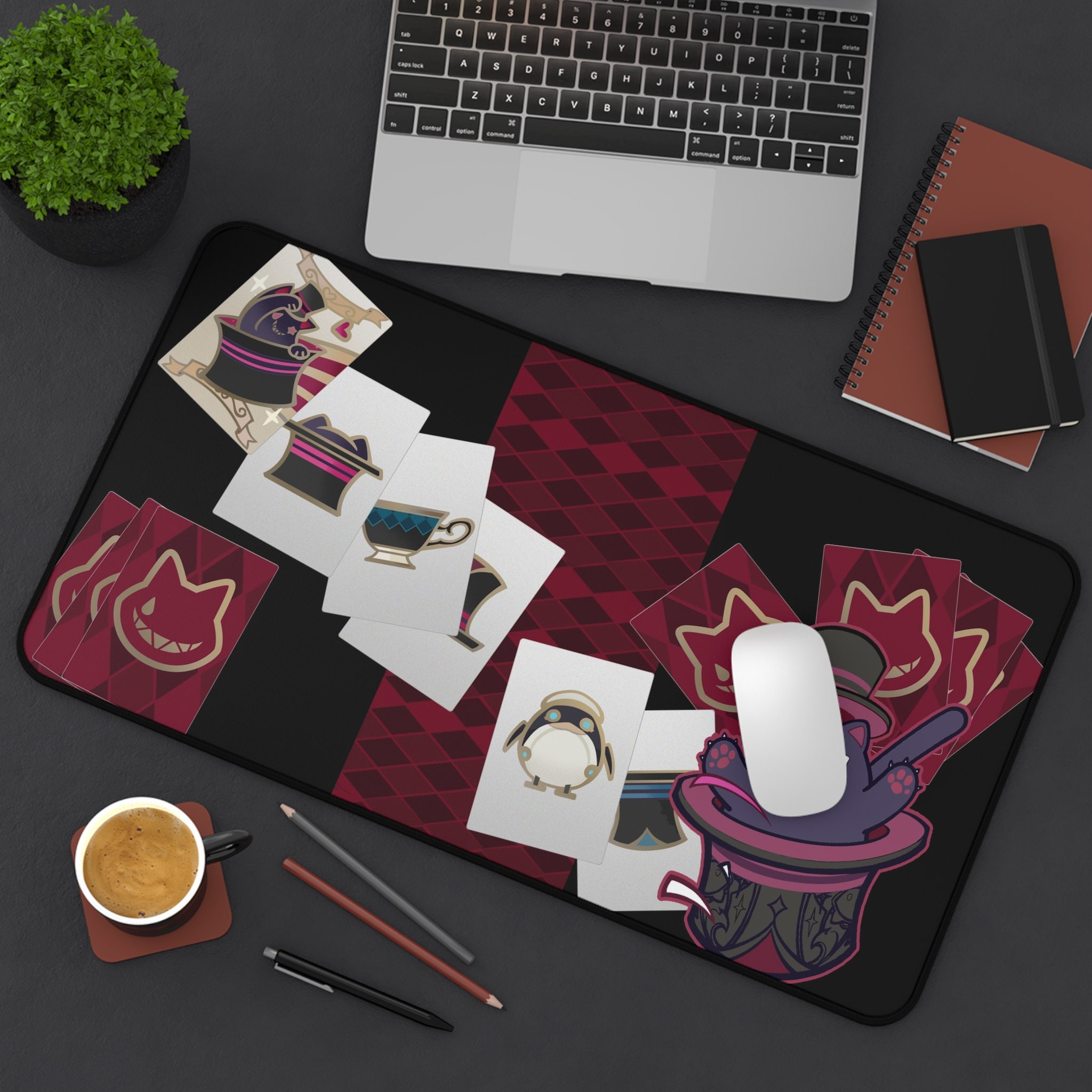 Lyney Genshin Impact Subtle Card Aesthethic Desk Mat Subtle Kawaii ...