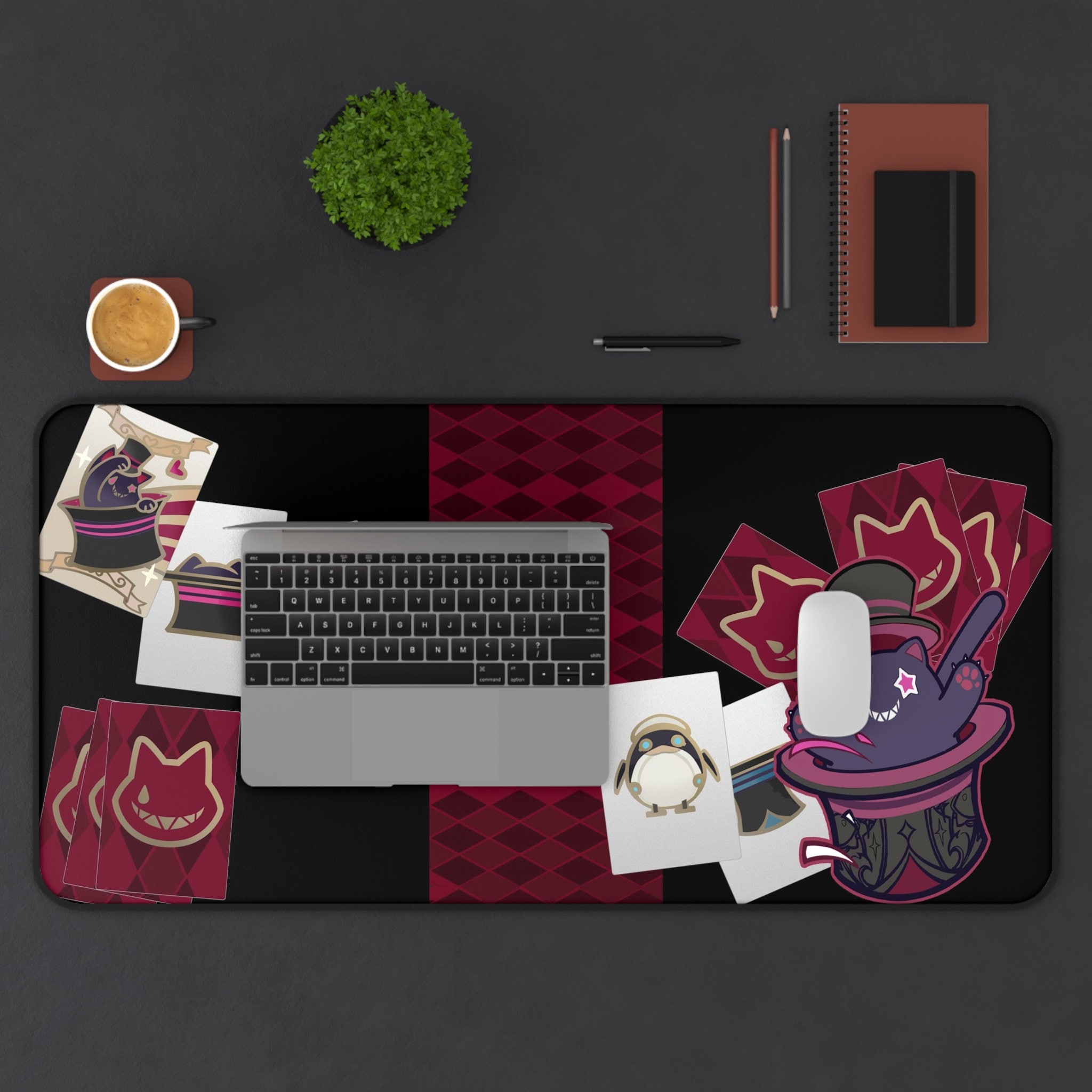 Lyney Genshin Impact Subtle Card Aesthethic Desk Mat | Subtle Kawaii ...