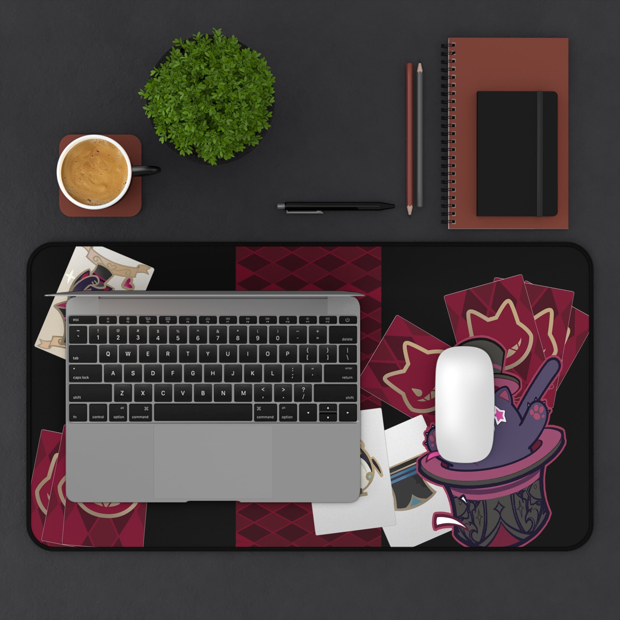 Lyney Genshin Impact Subtle Card Aesthethic Desk Mat Subtle Kawaii ...